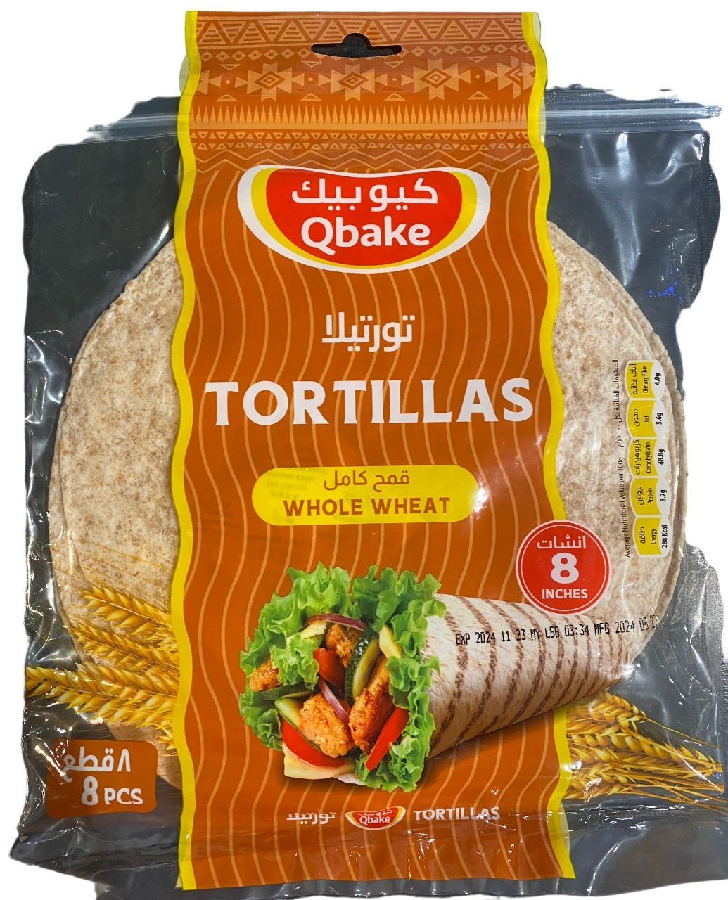 QBAKE WHOLE WHEAT TORTILLA 360G