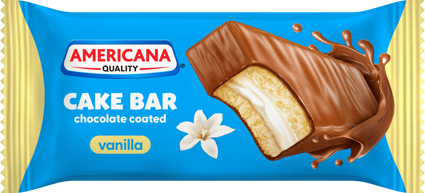 AMERICANA CHOCOLATE COATED VANILLA CAKE BAR 35G