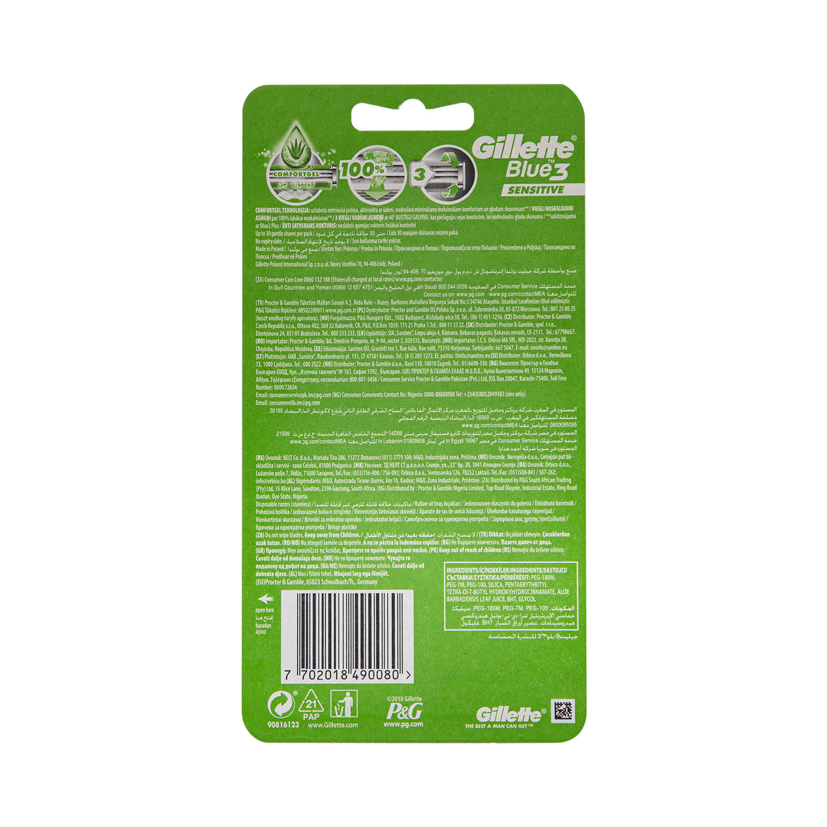 GILLETTE BLUE3 SENSITIVE RAZOR 3