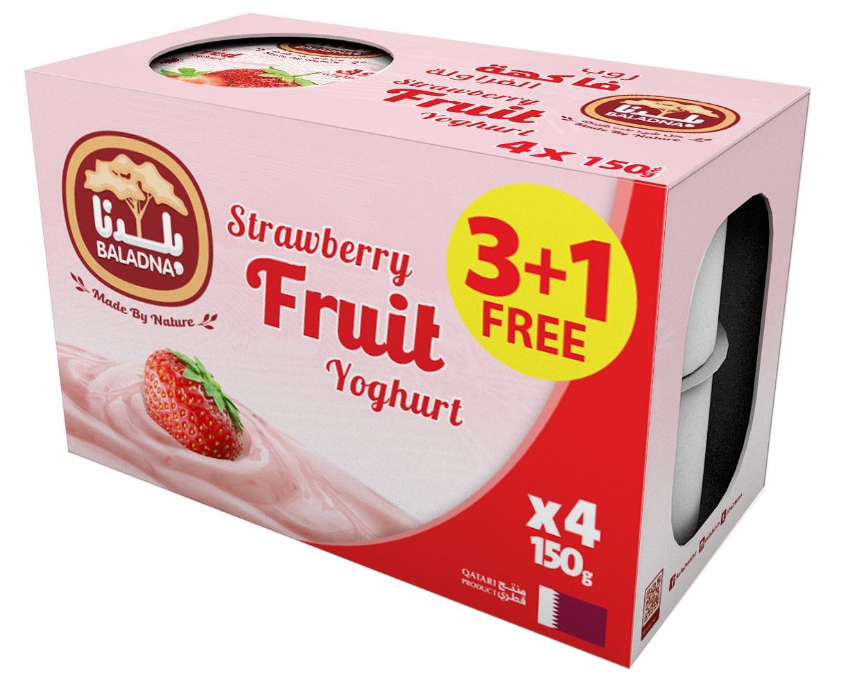 BALADNA STIRRED YOGHURT STRAWBERRY 150gX3+1